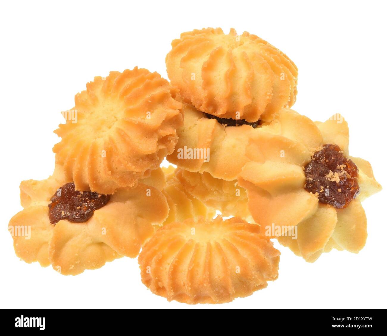 Homemade shortbread cookies with apple jam isolated on white background ...