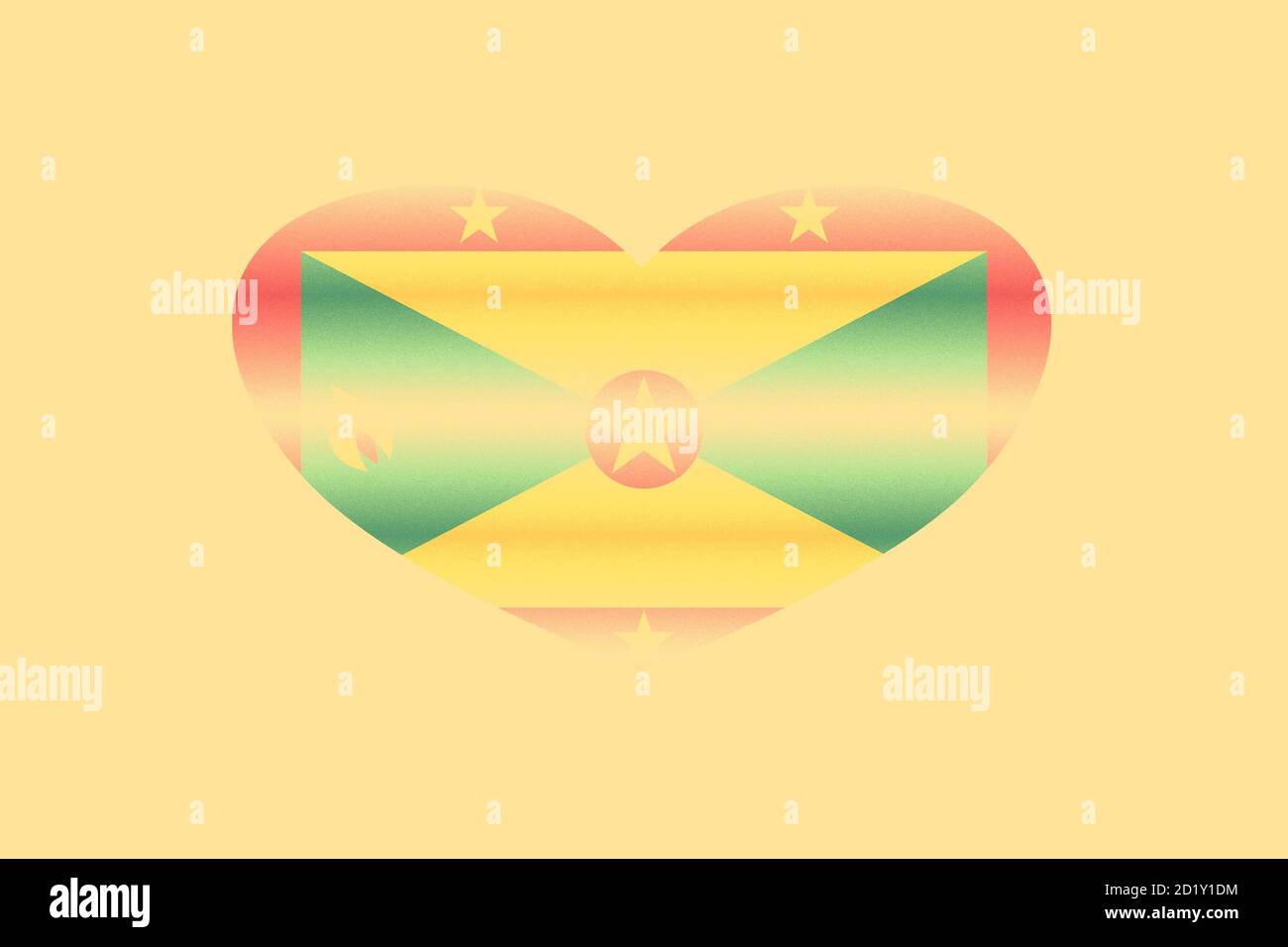 Abstract flag of Grenada in grunge heart shaped. Pastel background ...