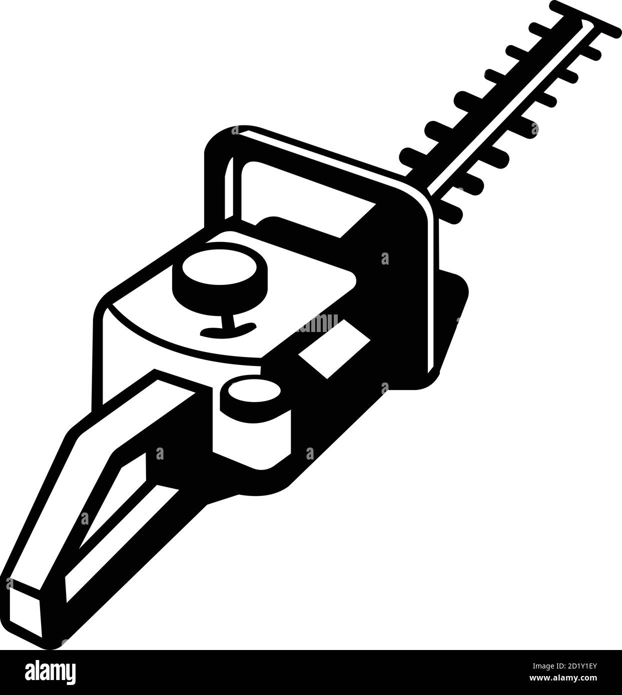 Mascot illustration of a hedge trimmer or hedge cutter viewed from a ...