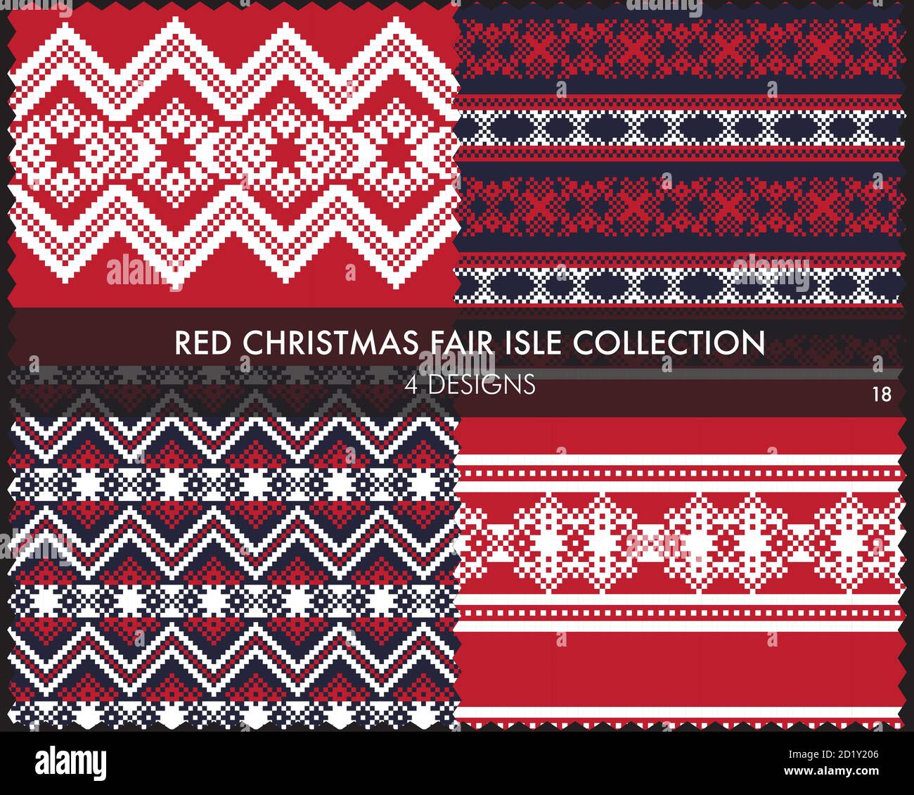 Christmas fair isle pattern collection includes 4 design swatches for ...