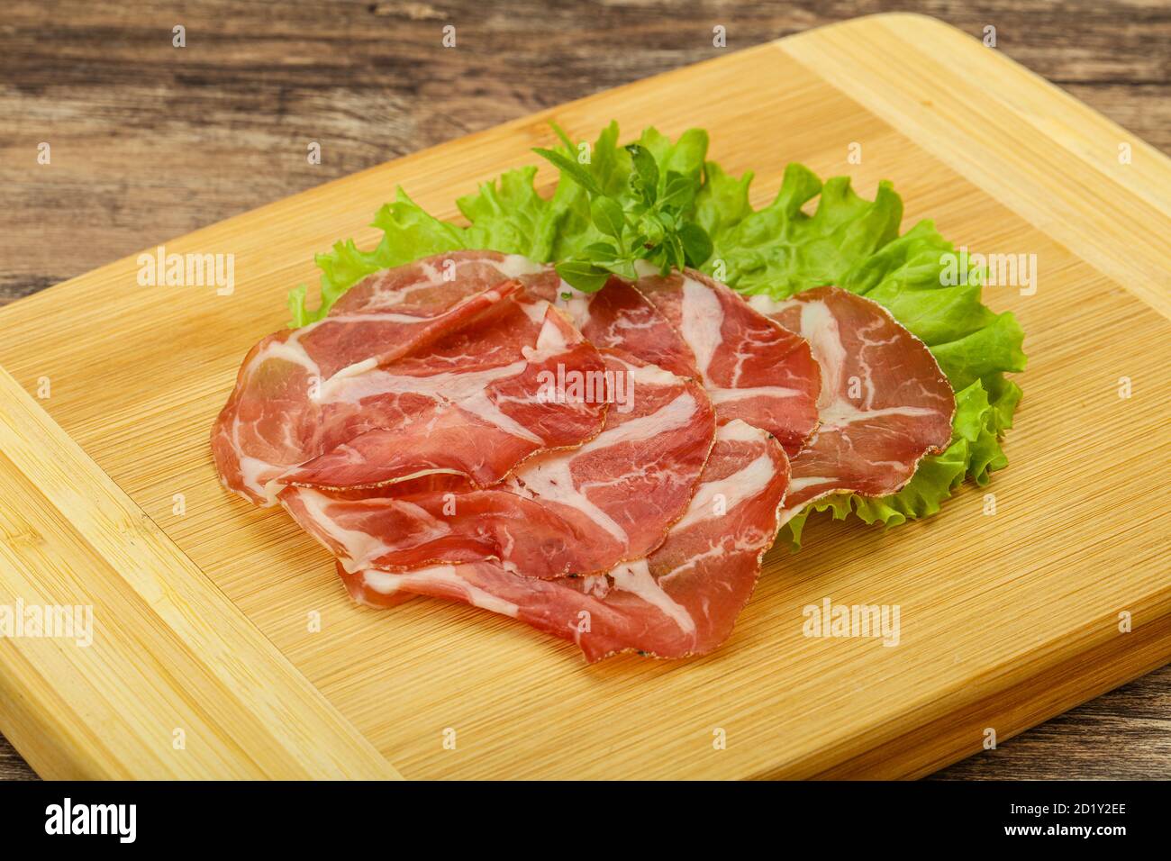 Delicous Smoked pork neck slices snack Stock Photo - Alamy