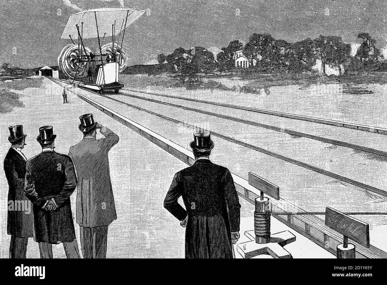 Maxim's flying machine, 31th July 1894. It flew 500 m. Hyram Stevens ...