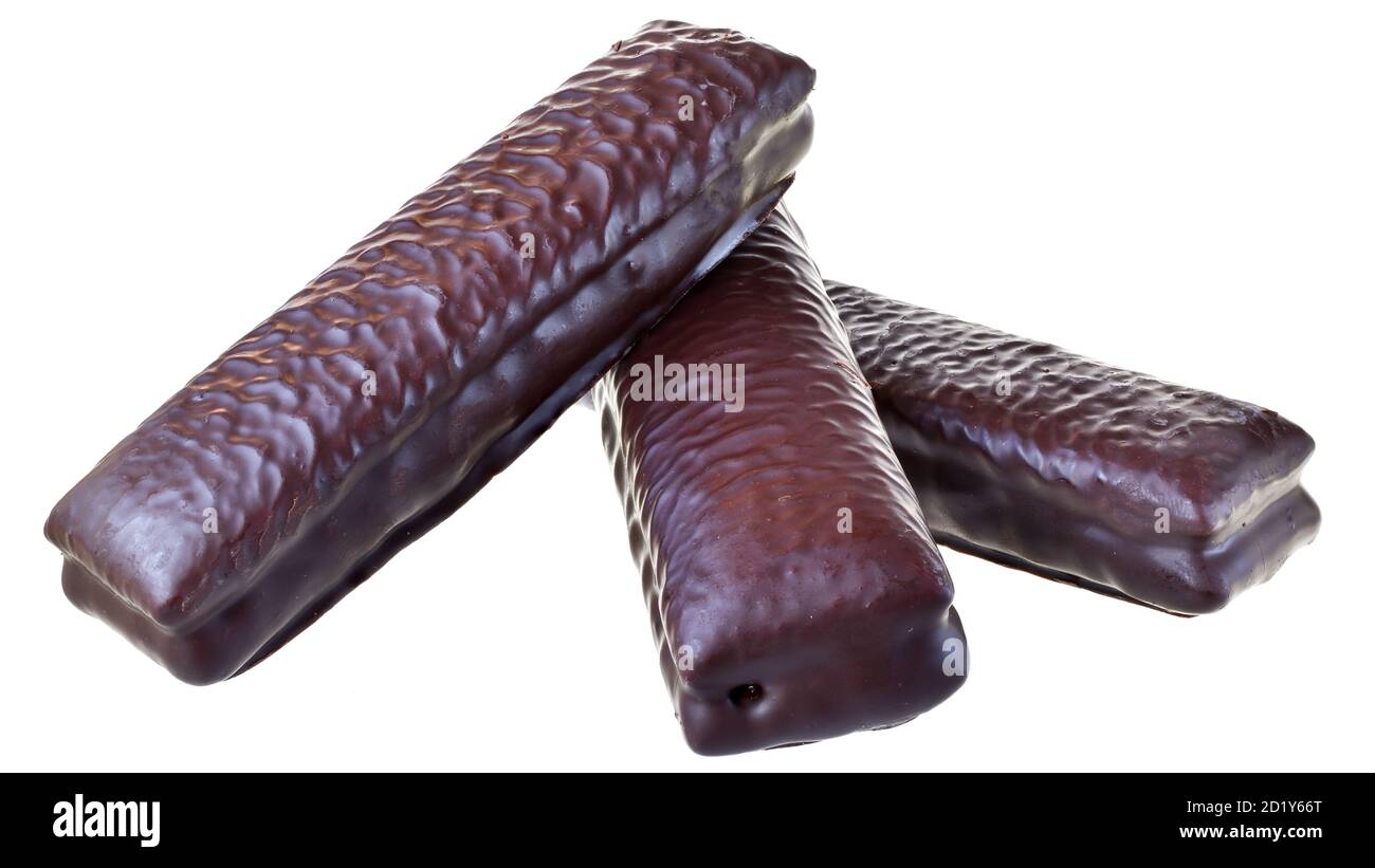 gingerbread bar in chocolate icing isolated on a white background Stock ...