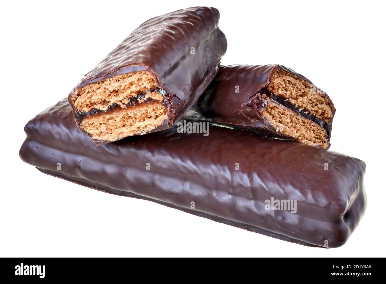 gingerbread bar in chocolate icing isolated on a white background Stock ...