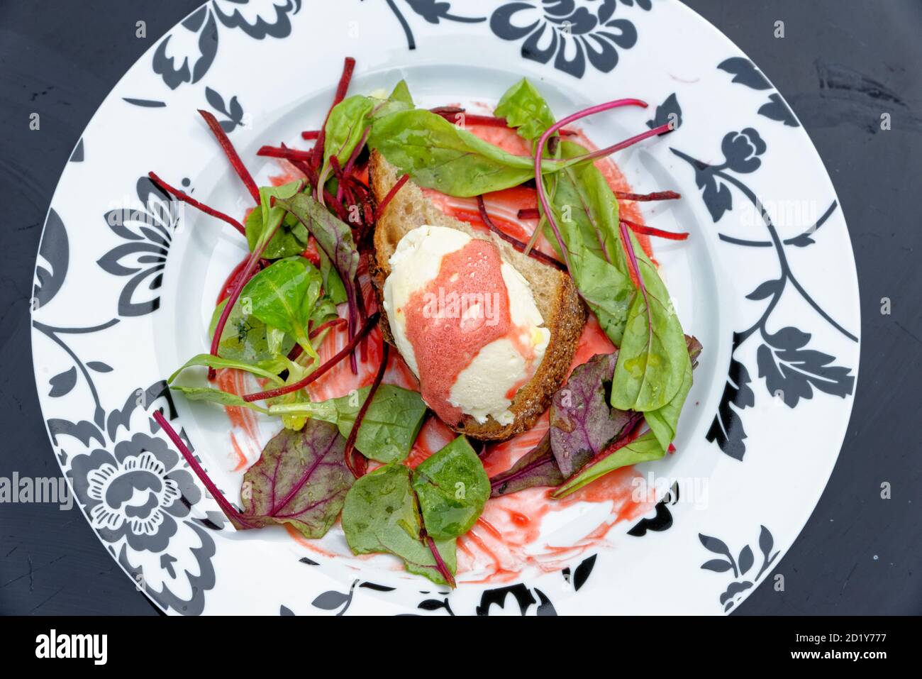 Italian mediterranean style bruschetta with goat cheese and beetroot ...