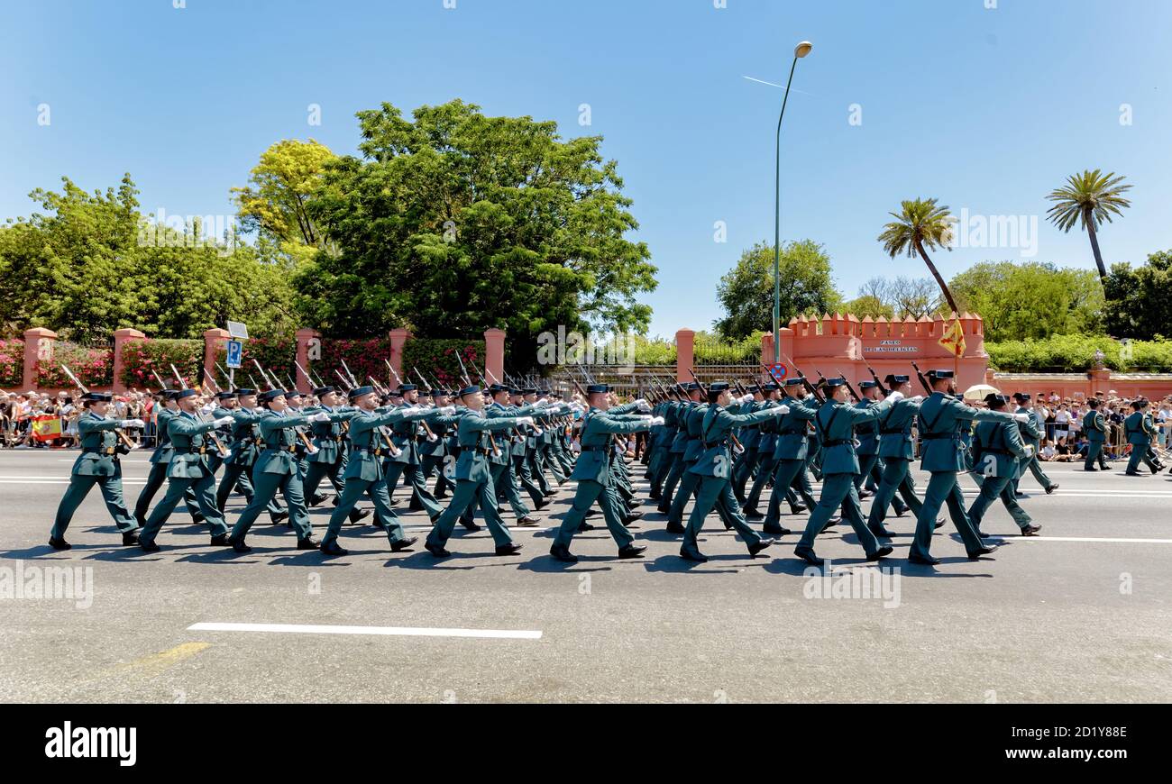Seville, Spain - June 01, 2019: Units of the Spanish Civil Guard during ...