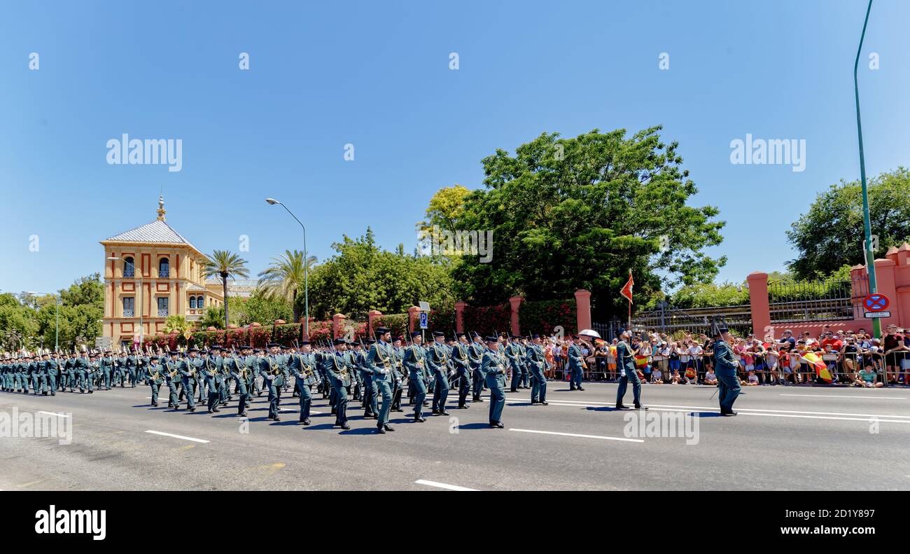 Seville, Spain - June 01, 2019: Units of the Spanish Civil Guard during ...