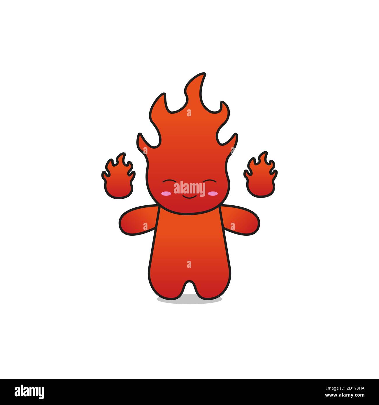 Cute fire mascot character illustration. Design isolated on white ...