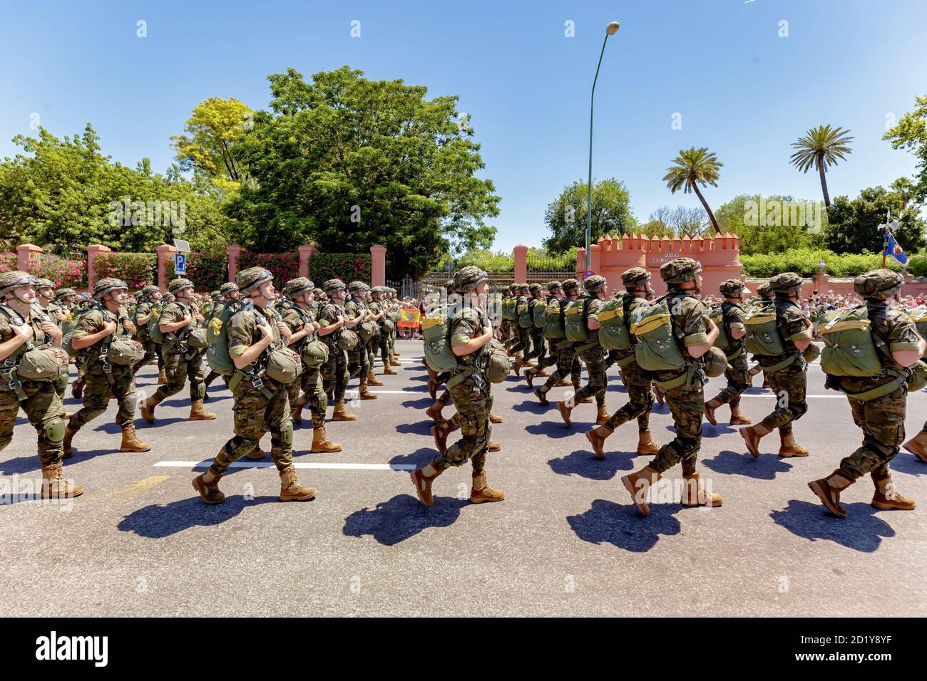 Seville, Spain - June 01, 2019: Paratrooper Brigade during display of ...