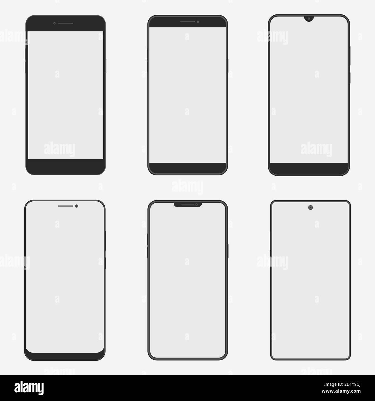 Vector set of smartphones. Illustration with isolated objects on white ...
