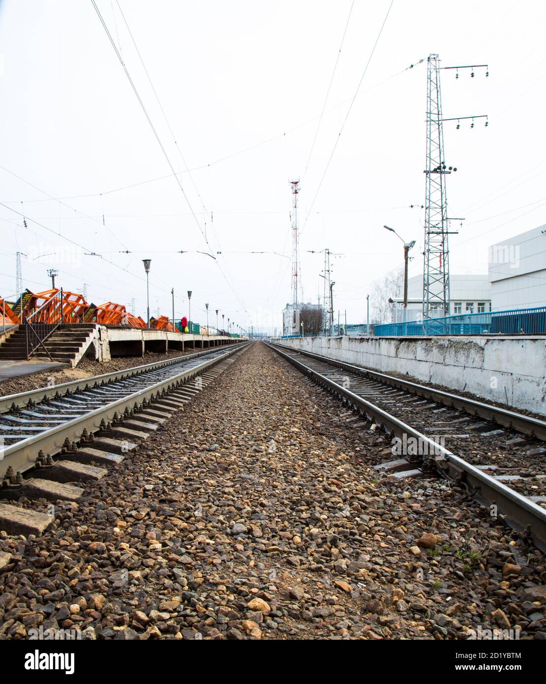 The way forward is the railway. Rails and sleepers Stock Photo - Alamy