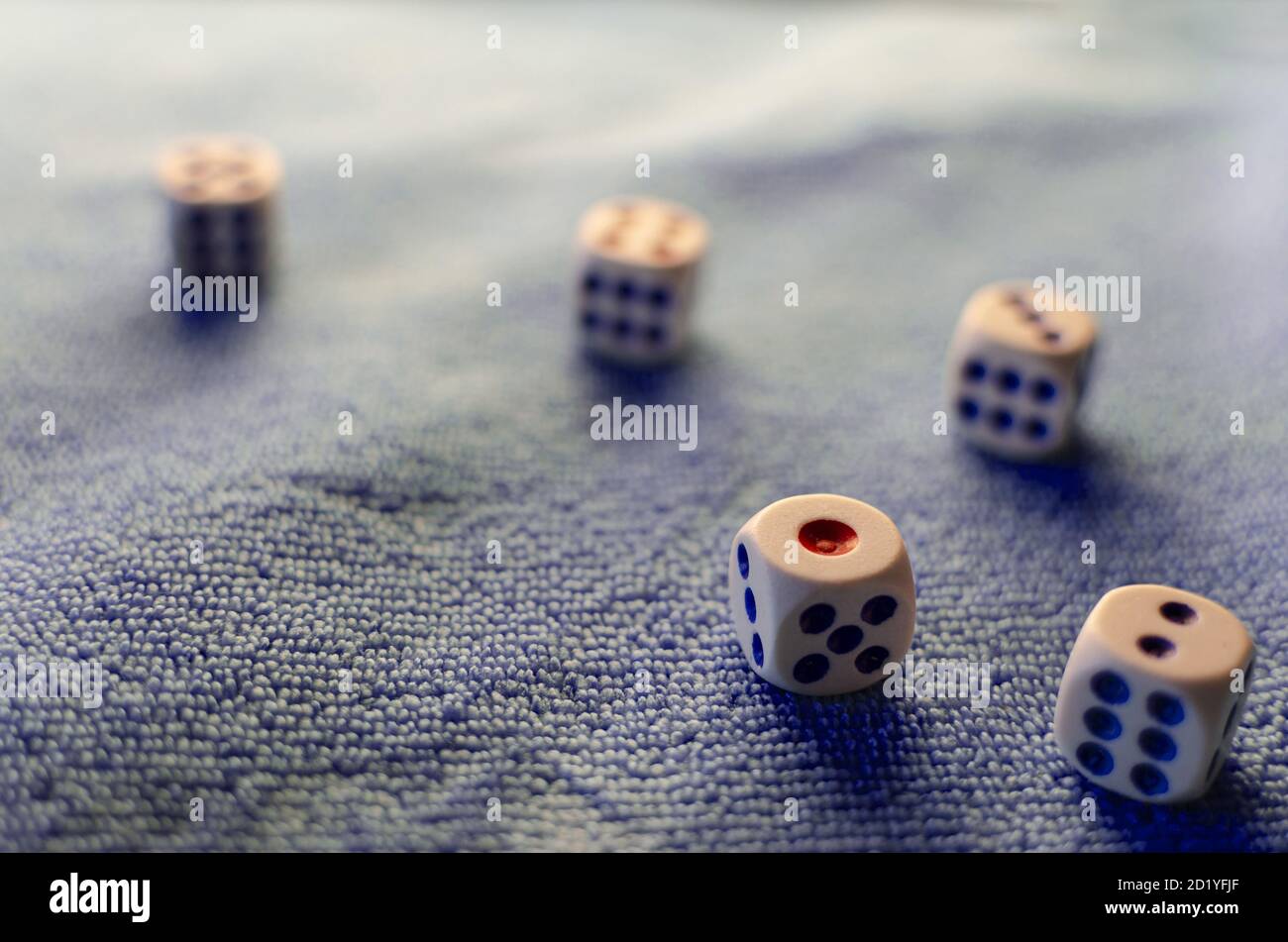 Closeup shot of five dice arranged from one to five Stock Photo - Alamy