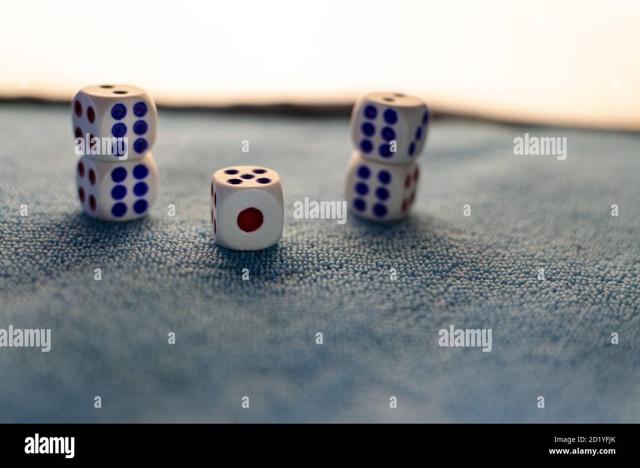 Closeup shot of five dice with white backlight Stock Photo - Alamy