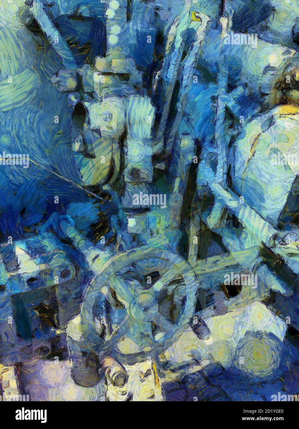 Gears and mechanisms Illustrations creates an impressionist style of ...