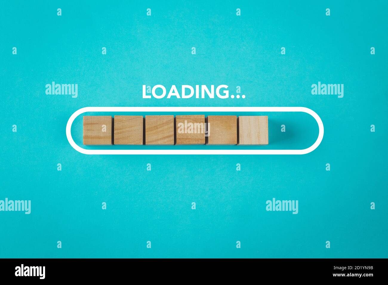 Loading, wood cube in progress bar Stock Photo - Alamy