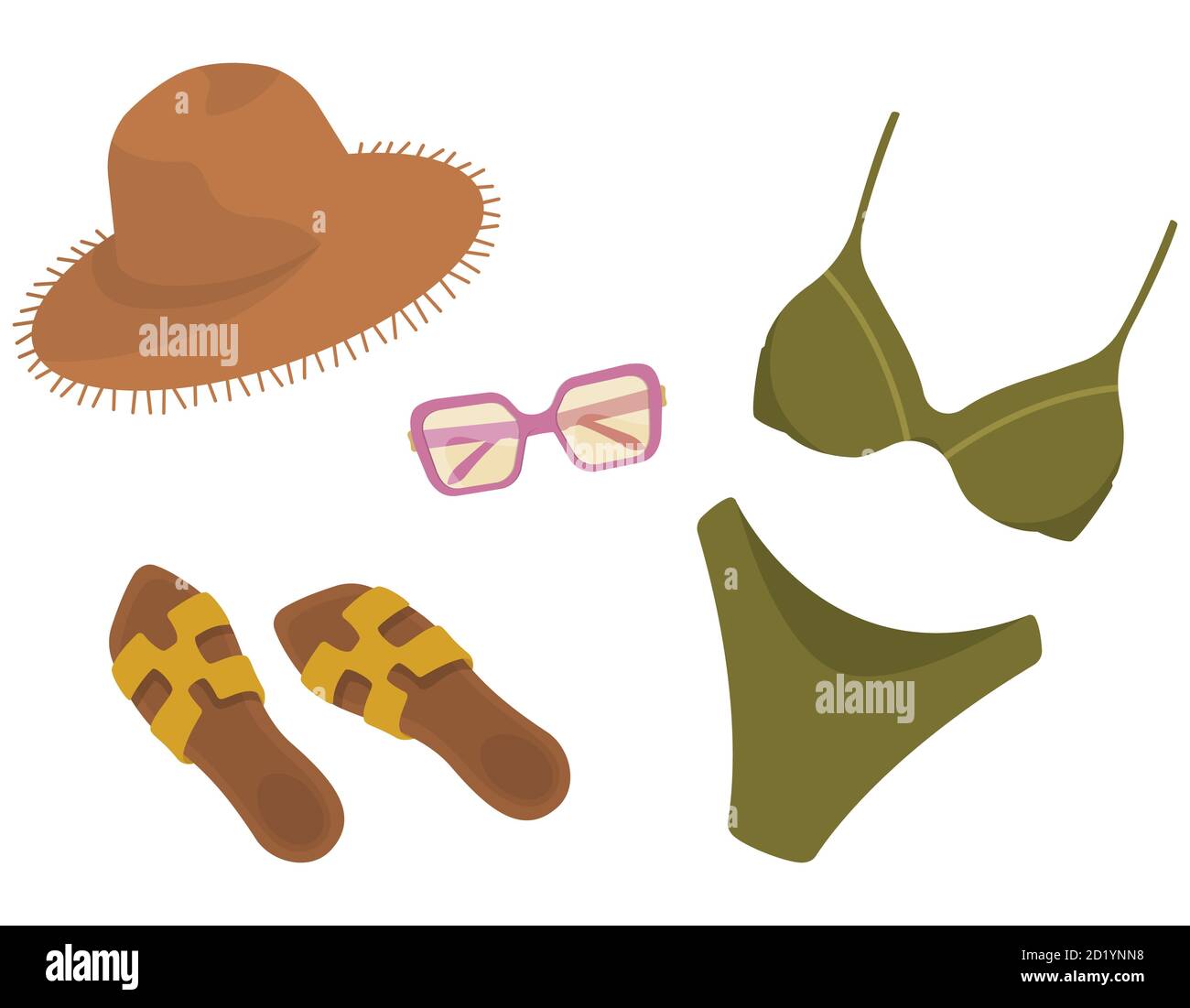 Women's clothing and accessories. Summer collection in cartoon style ...