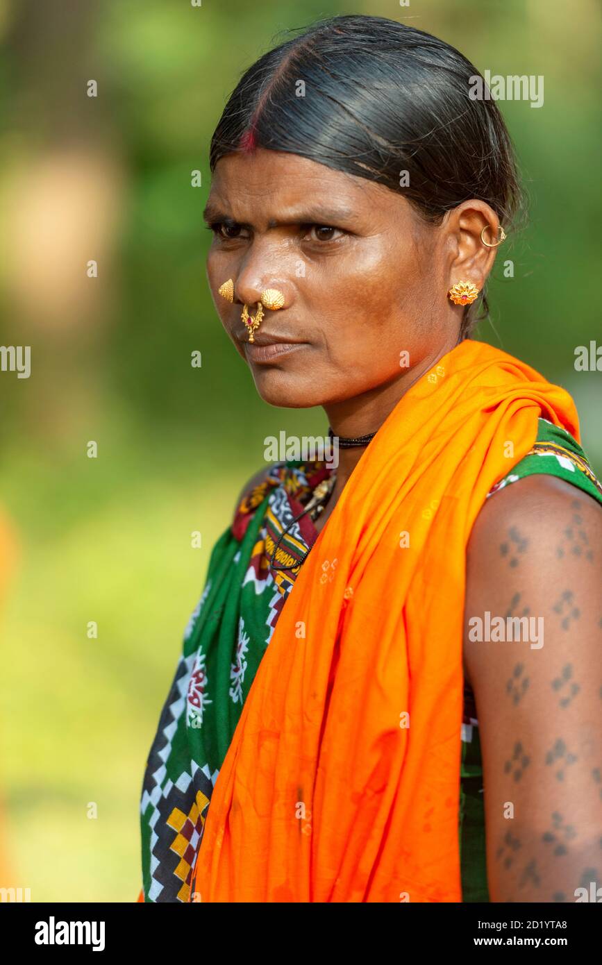 Tribal Lady Portrait, Dussera, Chattisgarh, India Stock Photo - Alamy