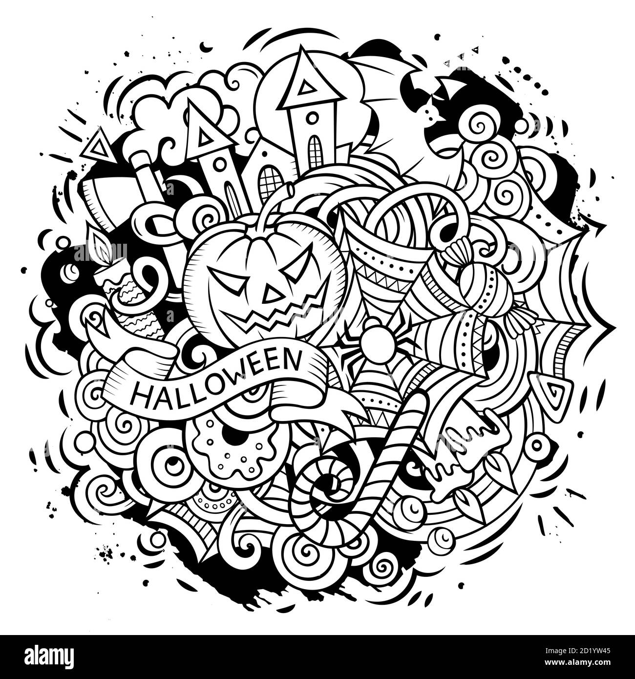 Cartoon vector doodles Happy Halloween illustration Stock Vector Image ...
