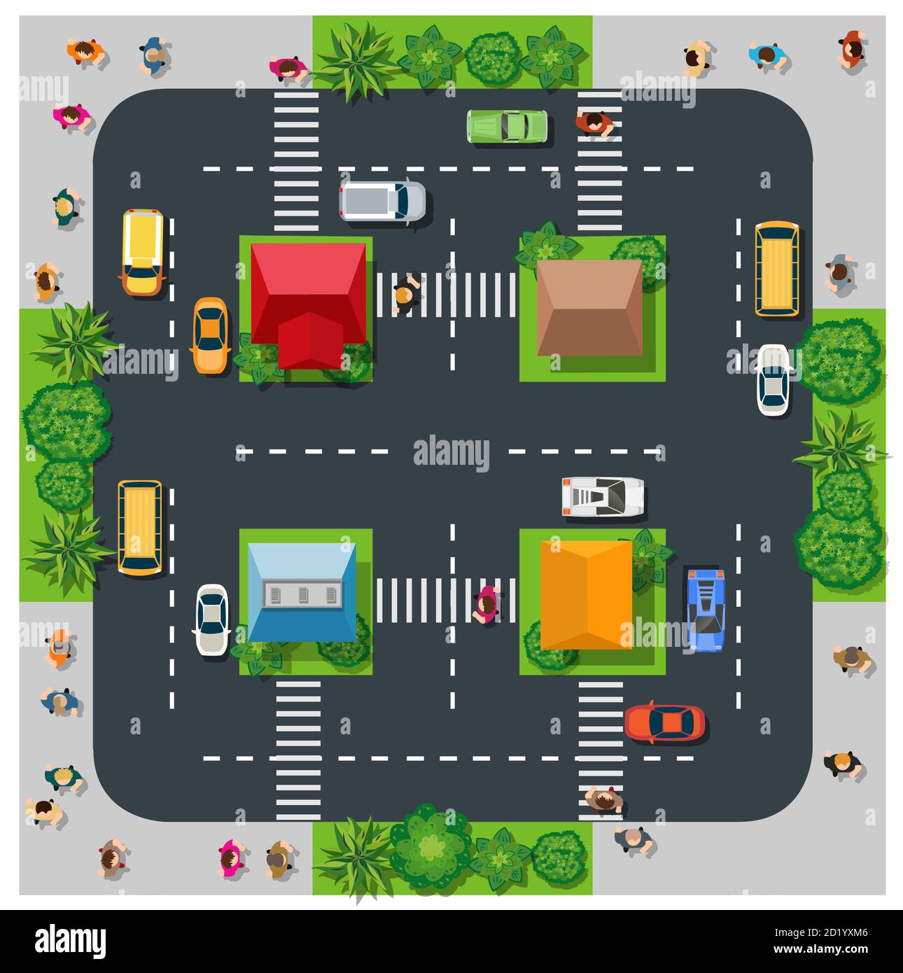 The top view from above is a map of the city with town infrastructure ...