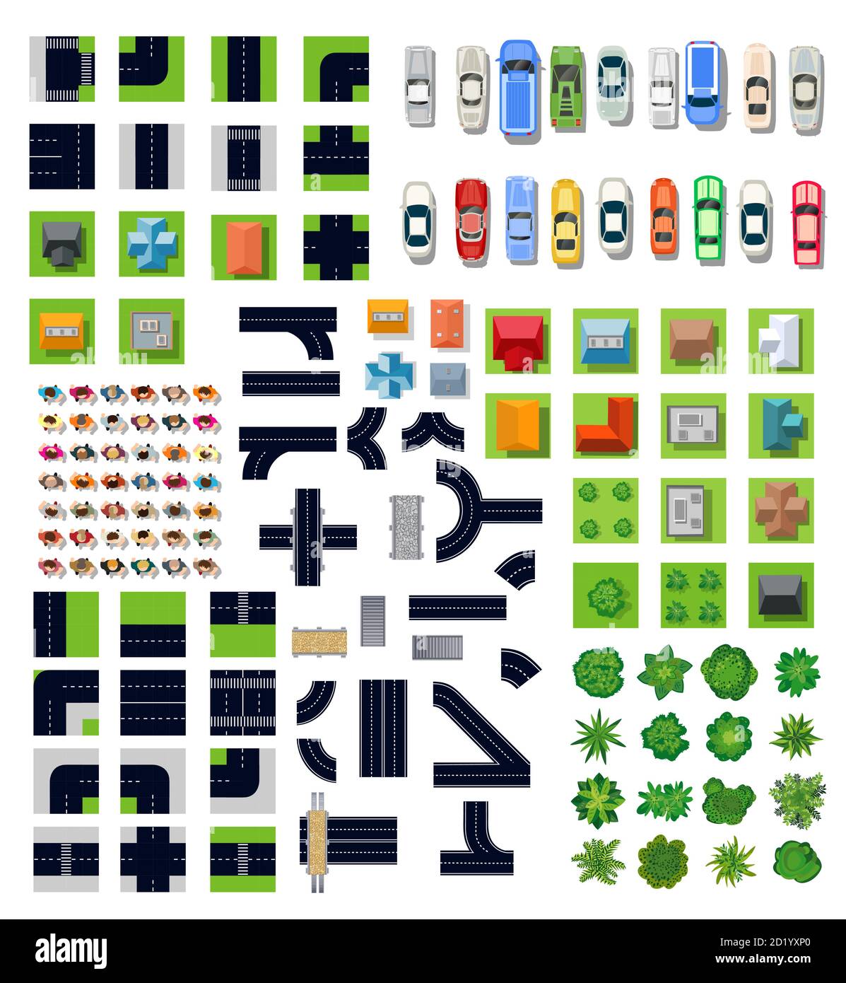 The top view from above is a map of the city with town infrastructure ...