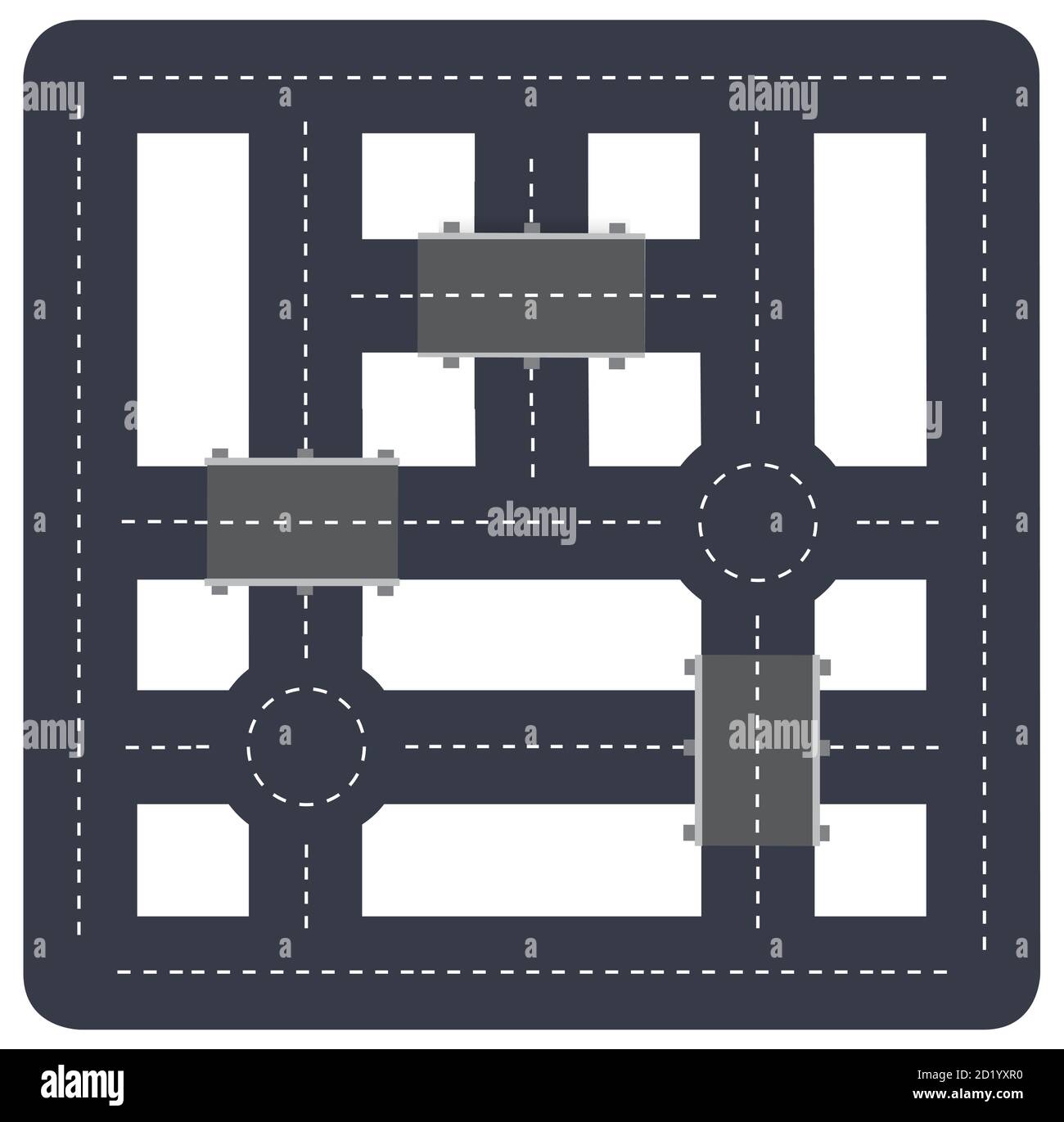 The top view from above is a map of the city with town infrastructure ...