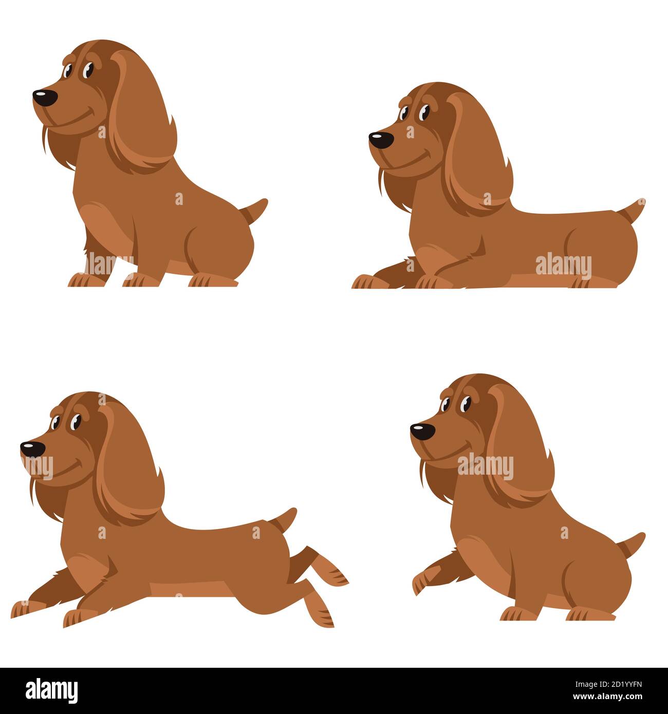 Cocker spaniel in different poses. Cute dog in cartoon style Stock ...