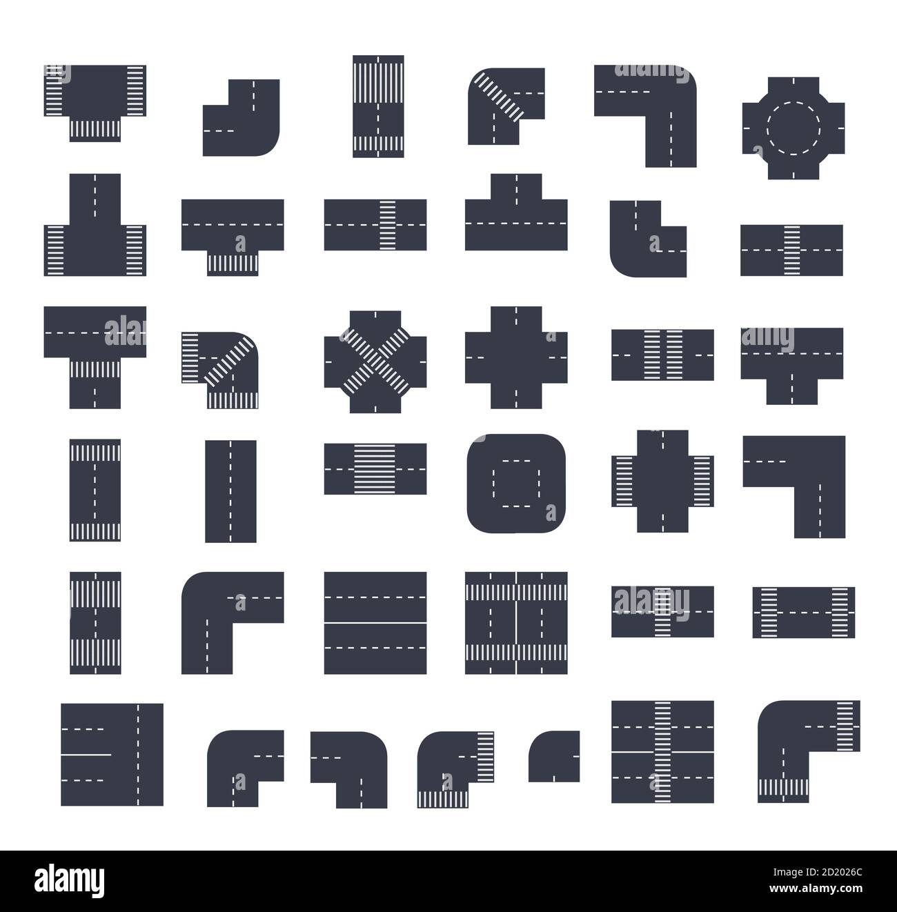 A set of city intersections Top View from above of street modules Stock ...