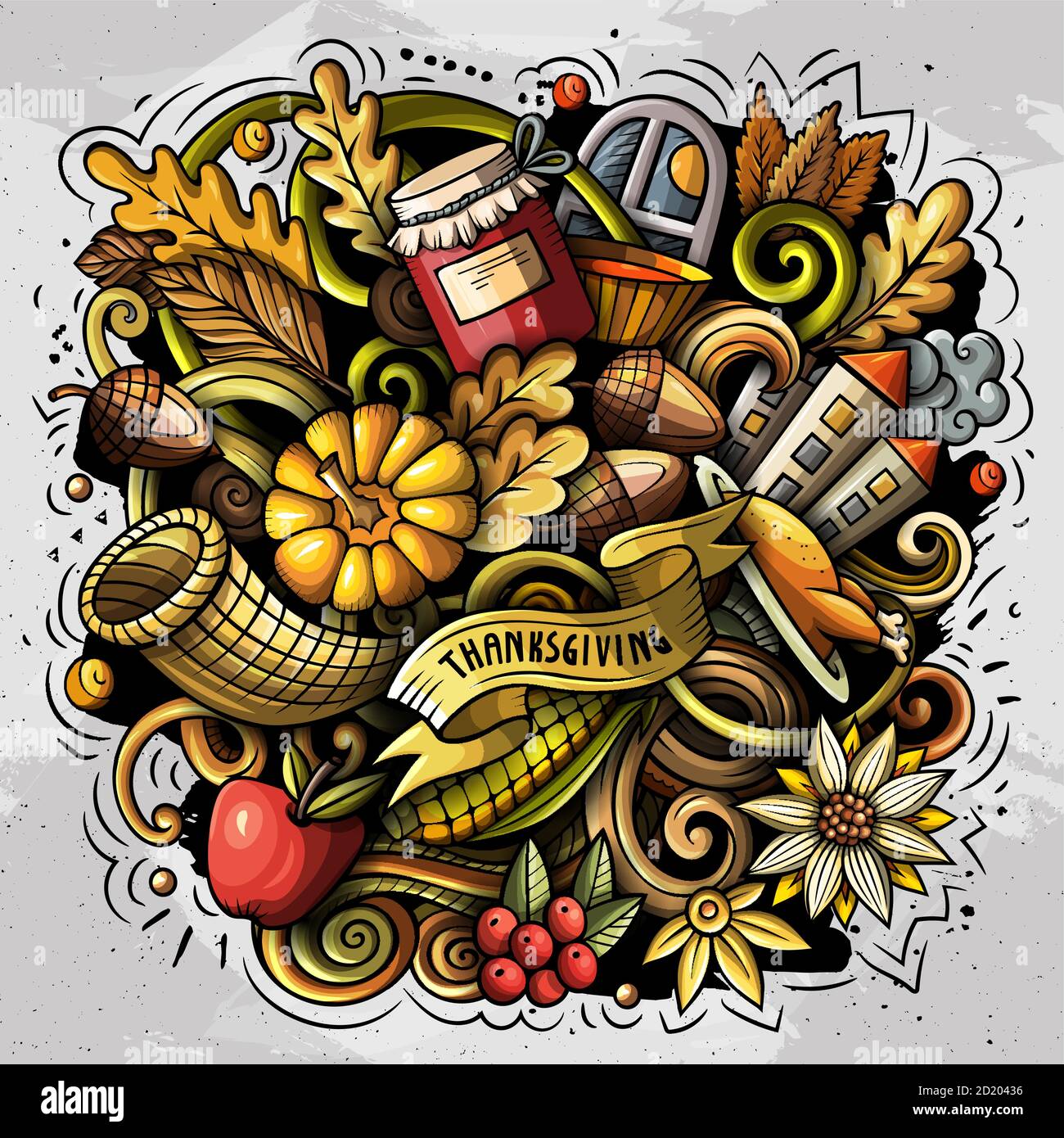 Thanksgiving hand drawn cartoon doodles illustration Stock Vector Image ...