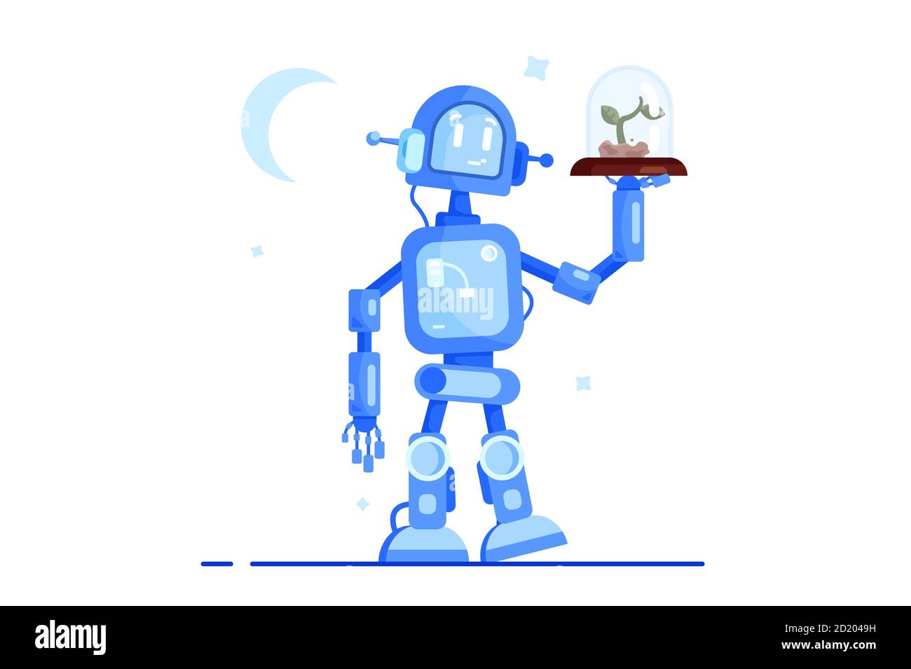 Kind robot with plant in hands in flat style Stock Vector Image & Art ...