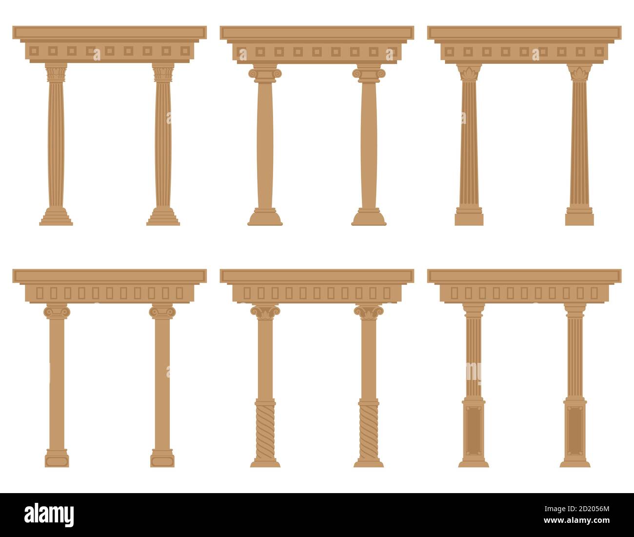 Vector set of antique arches. Architectural objects in flat style ...