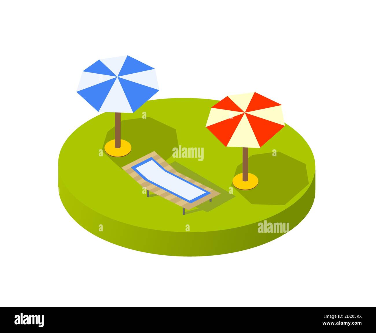 Isometric view of the sunny beach with umbrellas Stock Vector Image ...