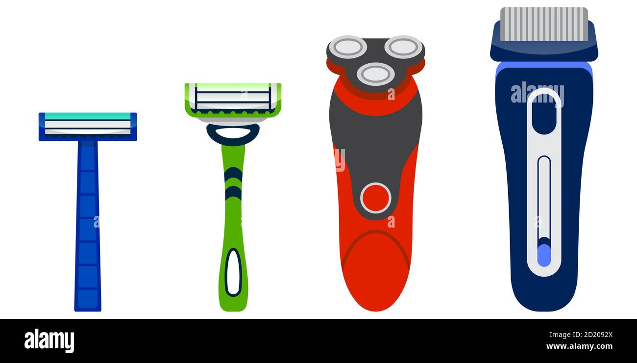 Set of men's razors. Shavers isolated on white background Stock Vector ...