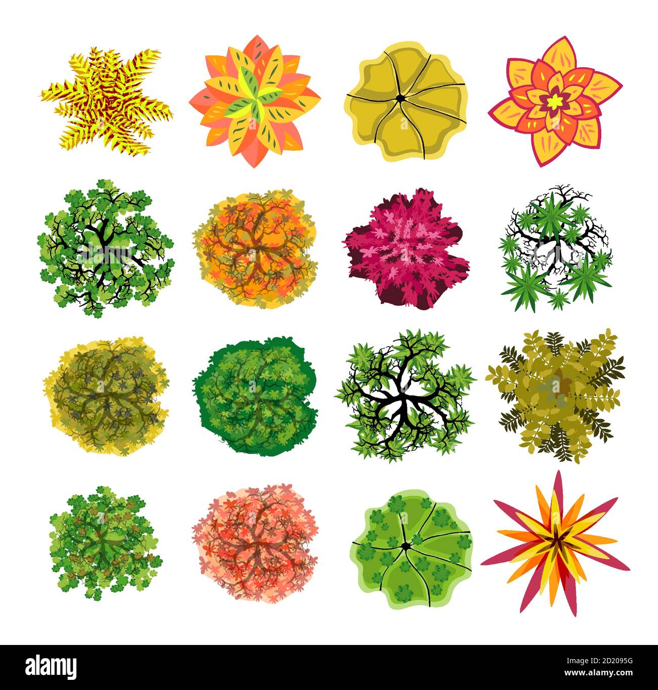 Trees top view. Easy to use in your landscape design projects Stock ...