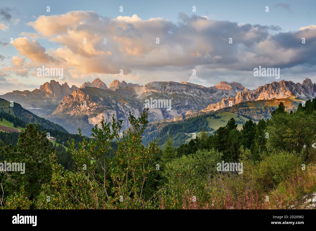 Nature park Puez-Geisler seen from Sella Joch, Wolkenstein, South Tyrol ...