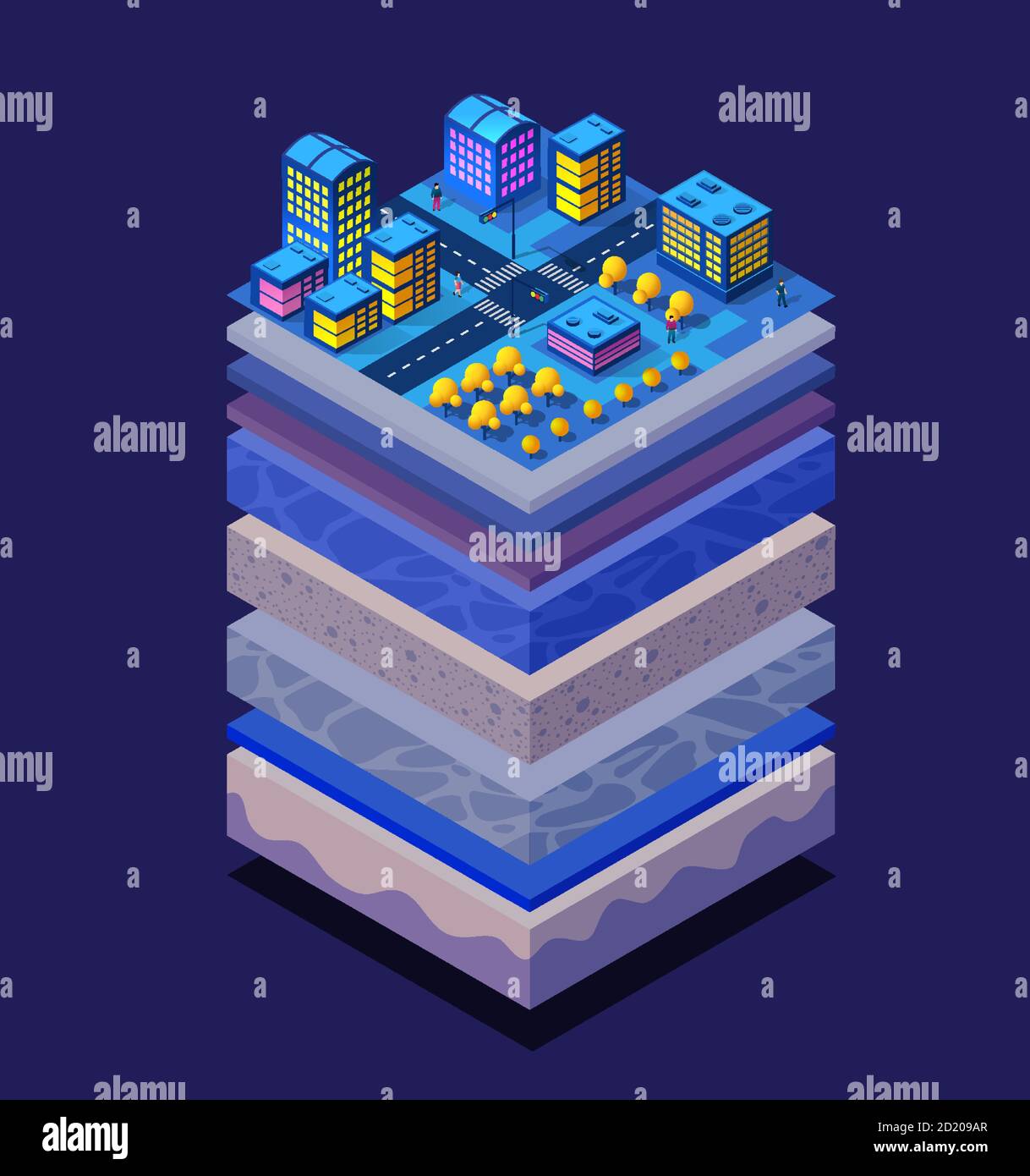 Soil Layers cross section geological of urban environment Stock Vector ...