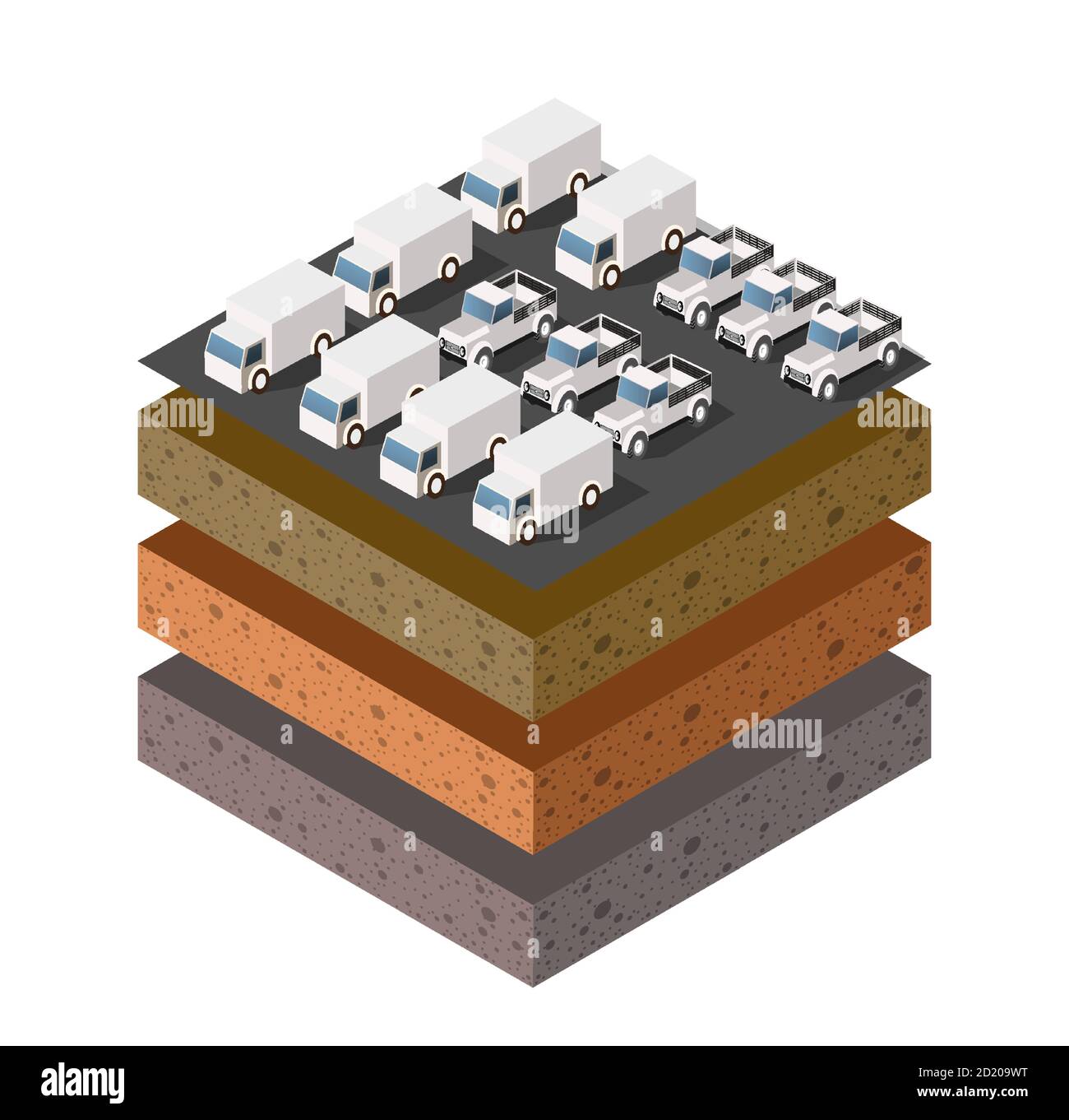 Soil Layers cross section geological transport auto traffic jam Stock ...