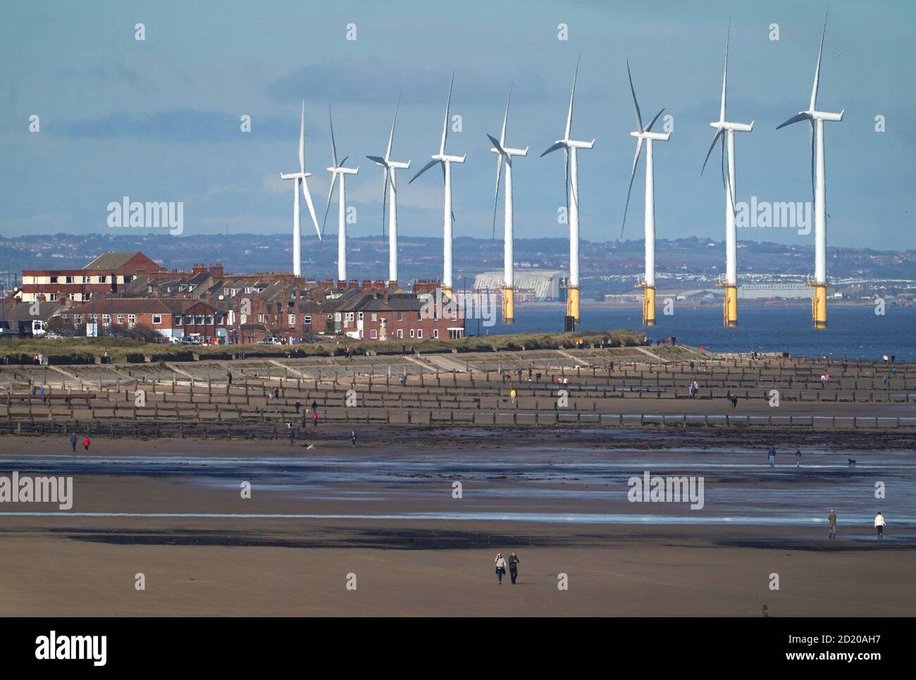Teesside Wind Farm near the mouth of the River Tees off the North ...