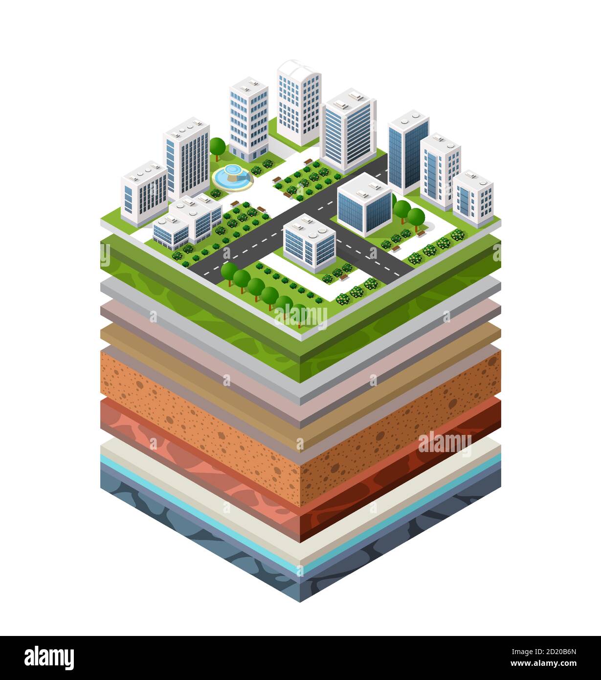 Soil layers cross-section geological and underground beneath Stock ...