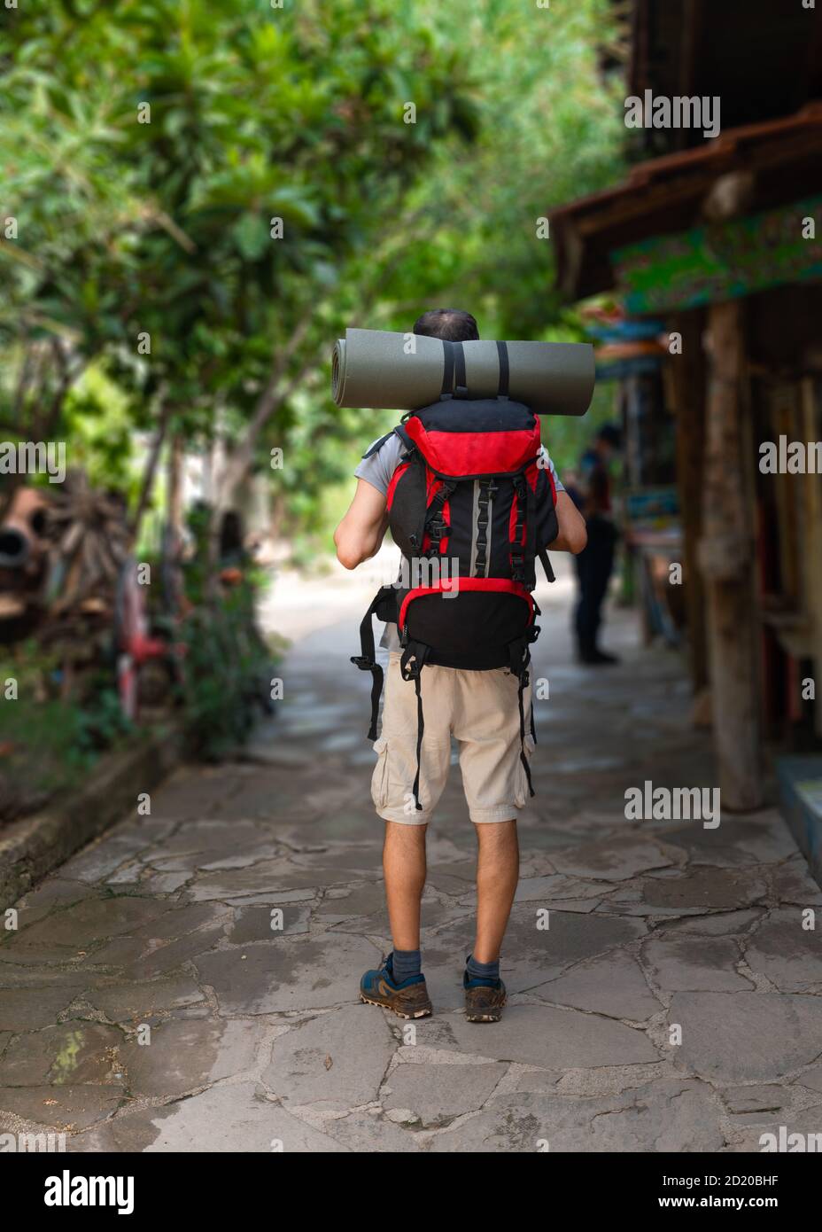 Back view young traveling man hi-res stock photography and images - Alamy