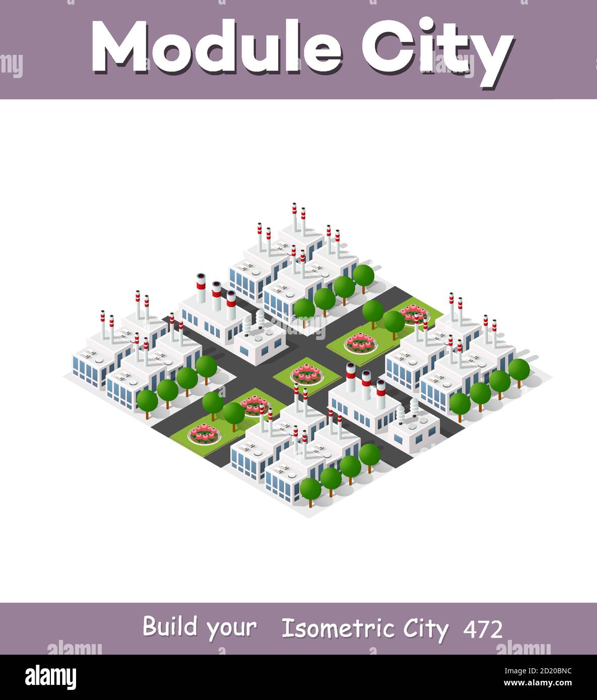 Isometric plant in 3D dimensional projection includes factories Stock ...