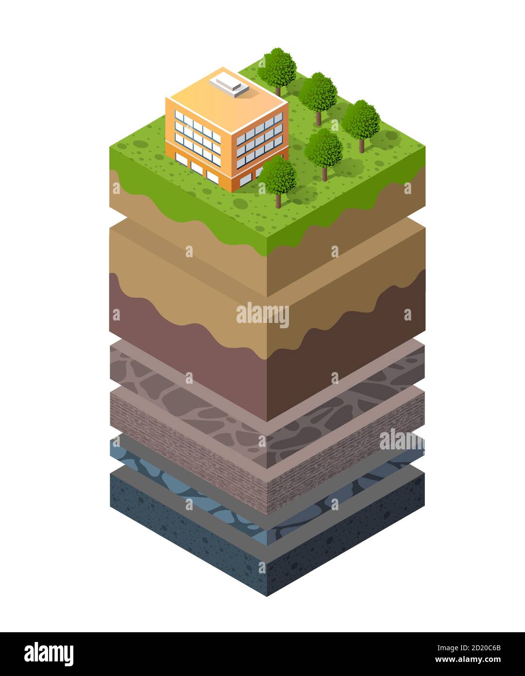 Geological and underground layers of soil under the isometric Stock ...