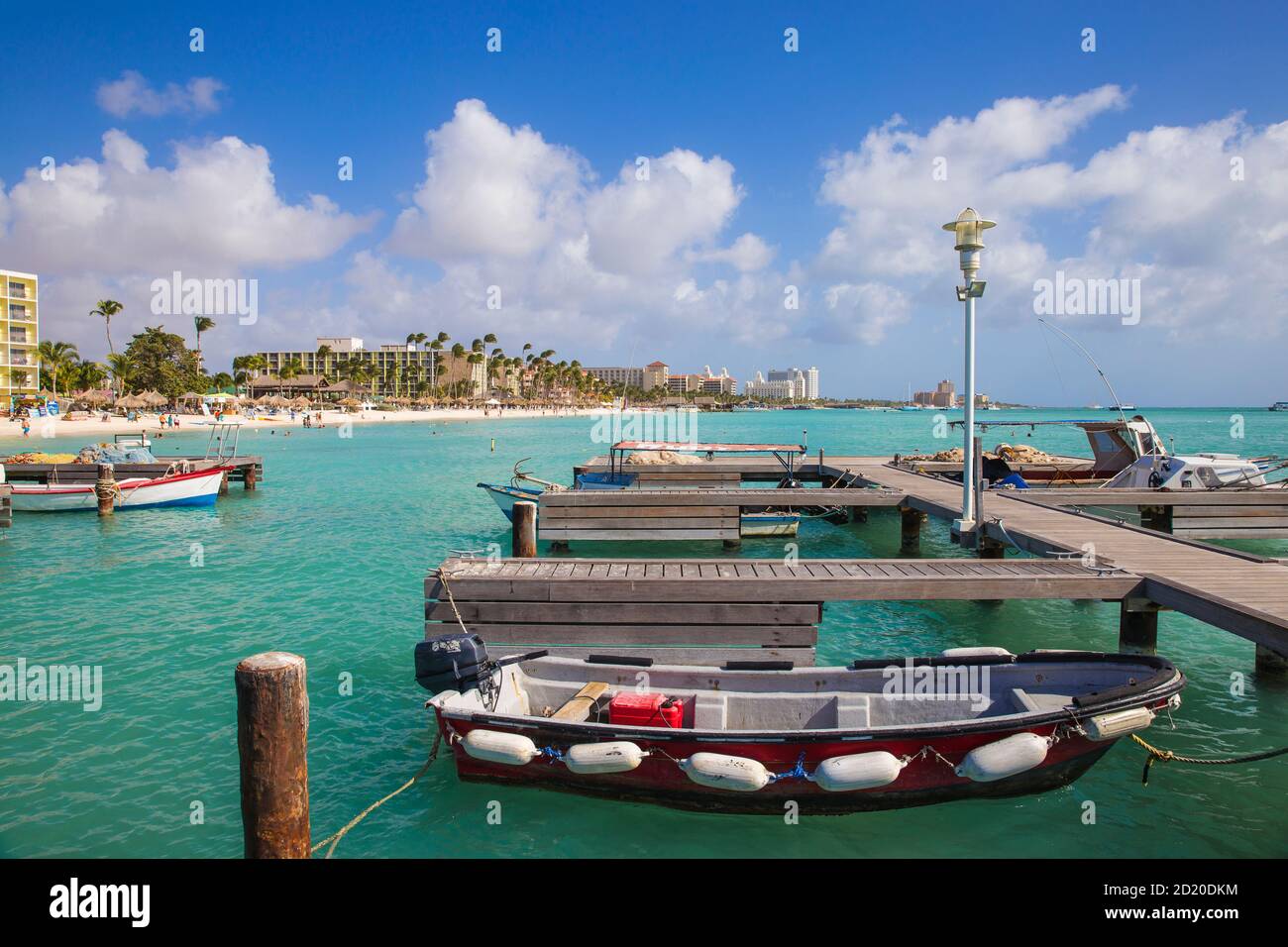 Caribbean, Netherland Antilles, Aruba, Palm beach, Fishermans pier ...