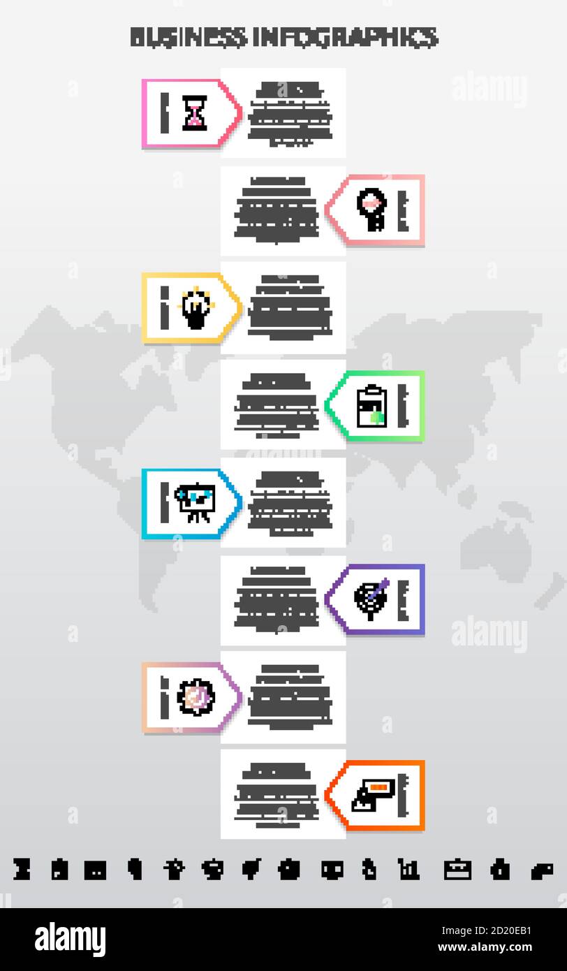 Infographics rectangle with eight arrows, icons. Vector template used ...