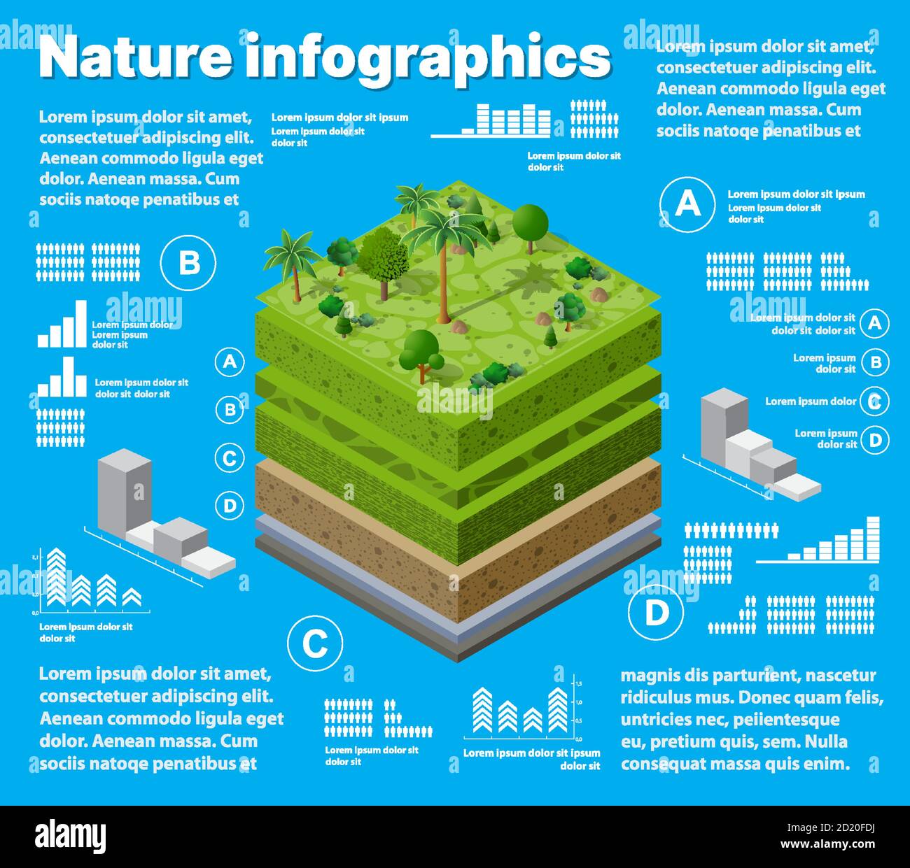 Infographics nature Geological and underground layers of soil under the ...