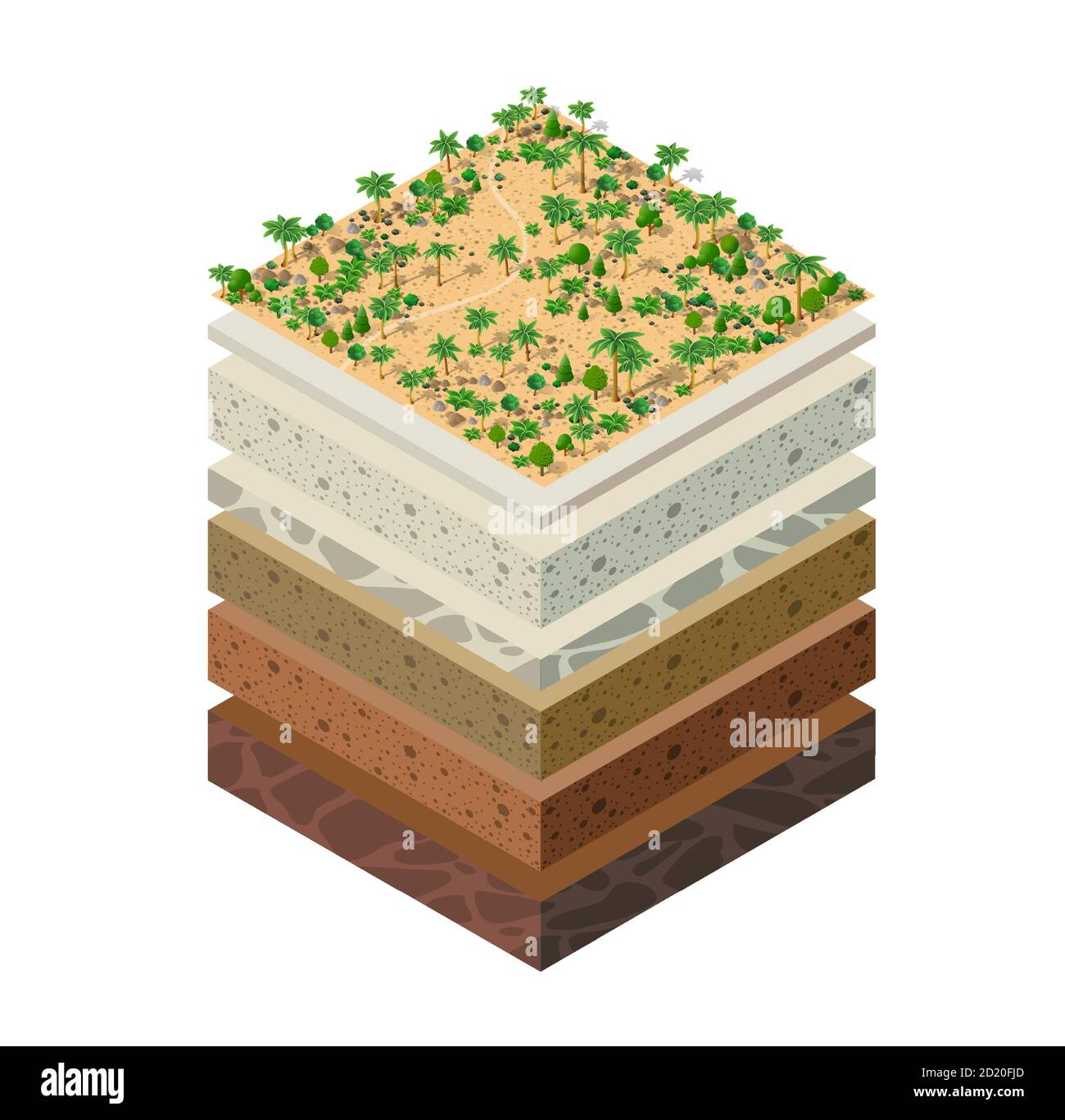 Geological and underground layers of soil under the isometric Stock ...