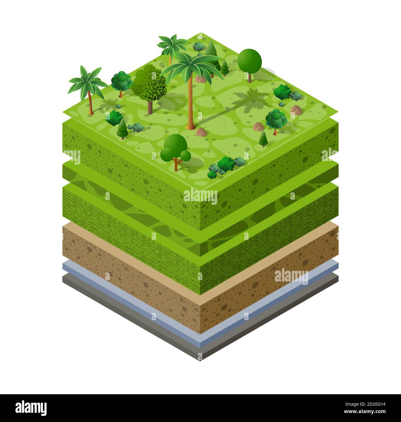 Geological and underground layers of soil under the isometric Stock ...