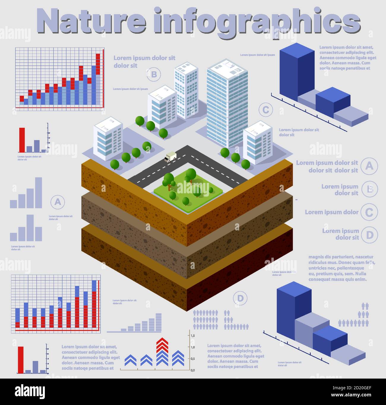 Infographics nature Geological and underground layers of soil under the ...