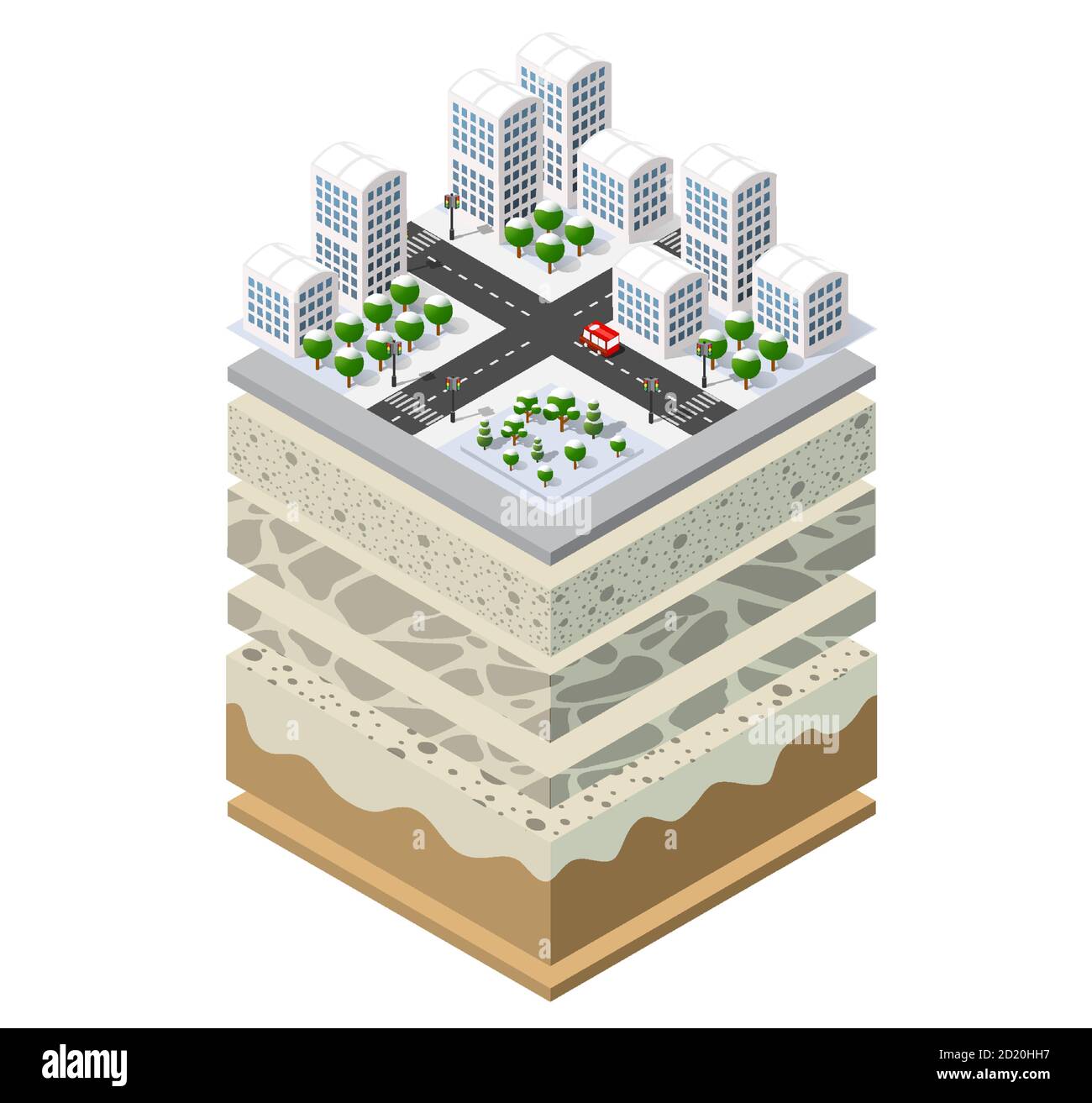 Geological and underground layers of soil under the isometric Stock ...