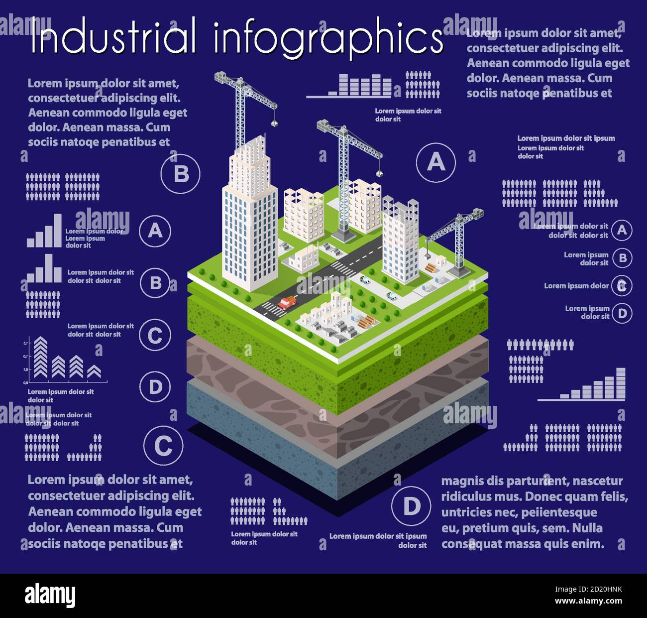 Infographics industrial Geological and underground layers of soil under ...
