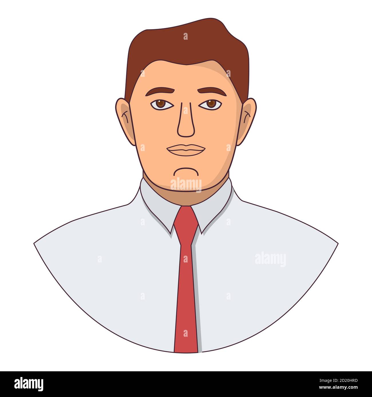 Cartoon male office staff. Man in a shirt with a red tie.Vector ...